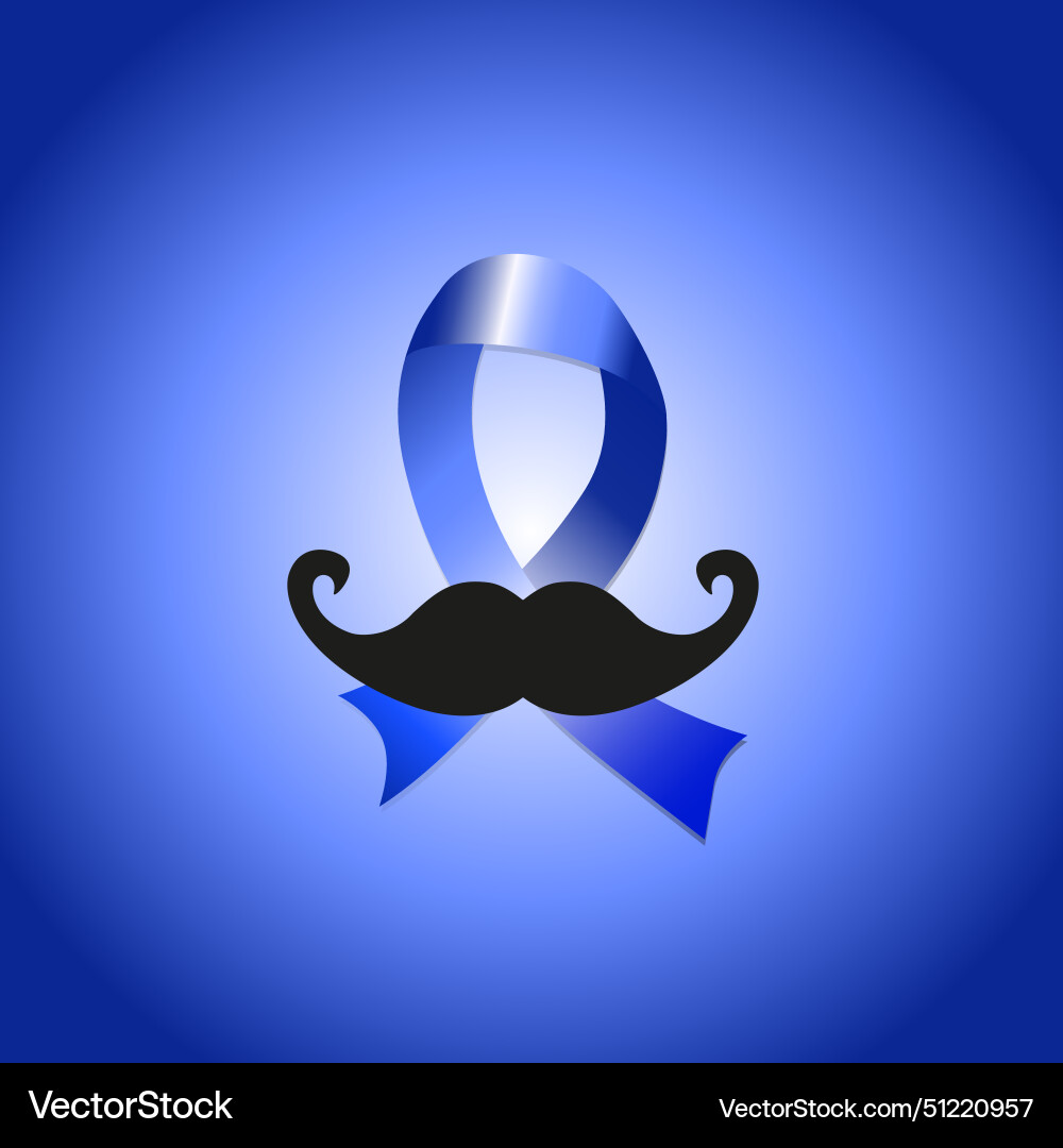 Blue ribbon with mustache Royalty Free Vector Image