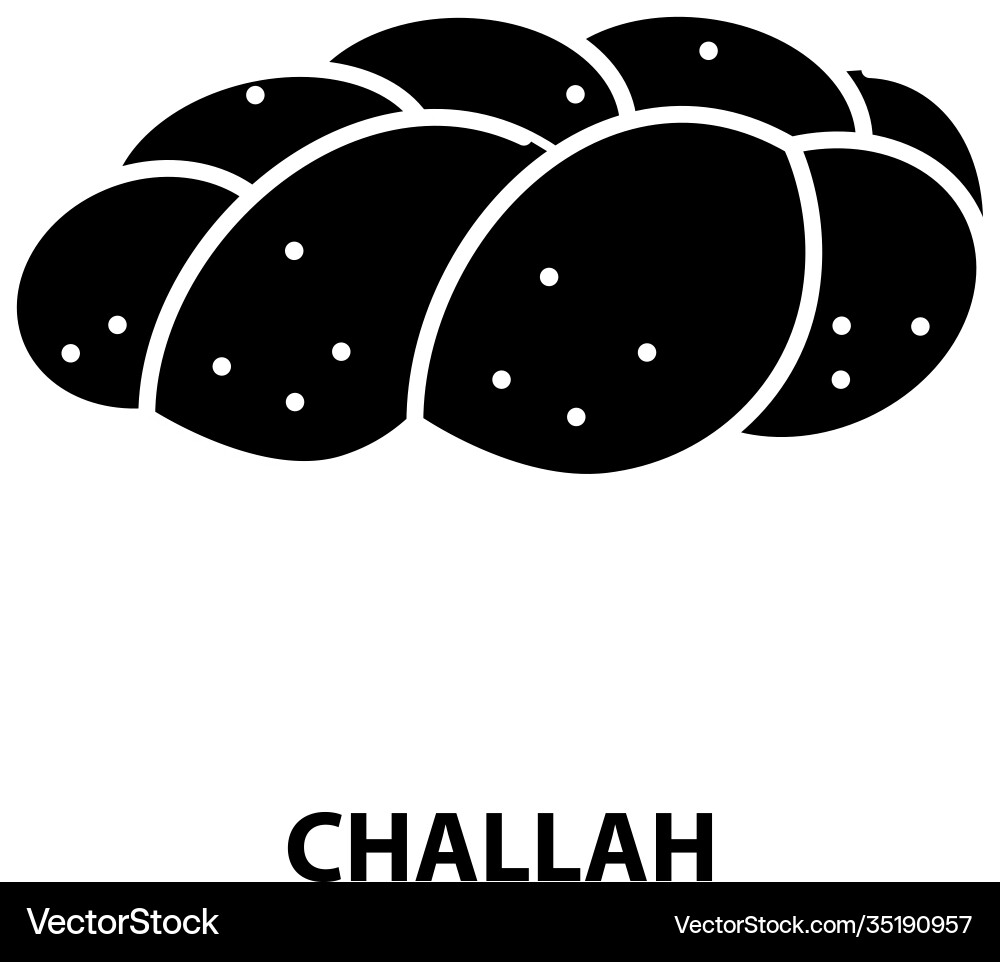 Challah-Symbol schwarzes Zeichen mit editierbar Vektorbild