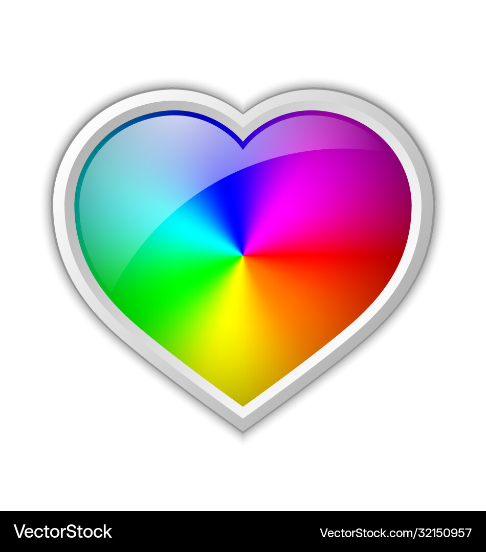 Colorful radial gradient in heart shaped badge Vector Image