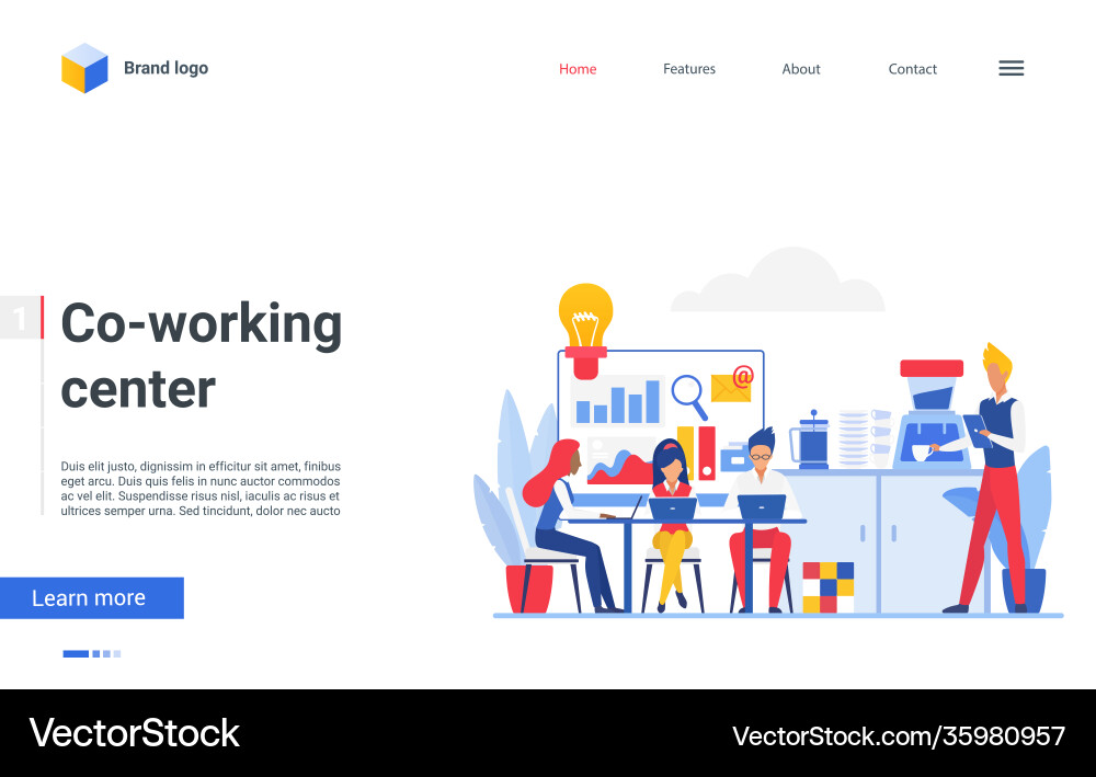 Coworking center workplace people work Royalty Free Vector