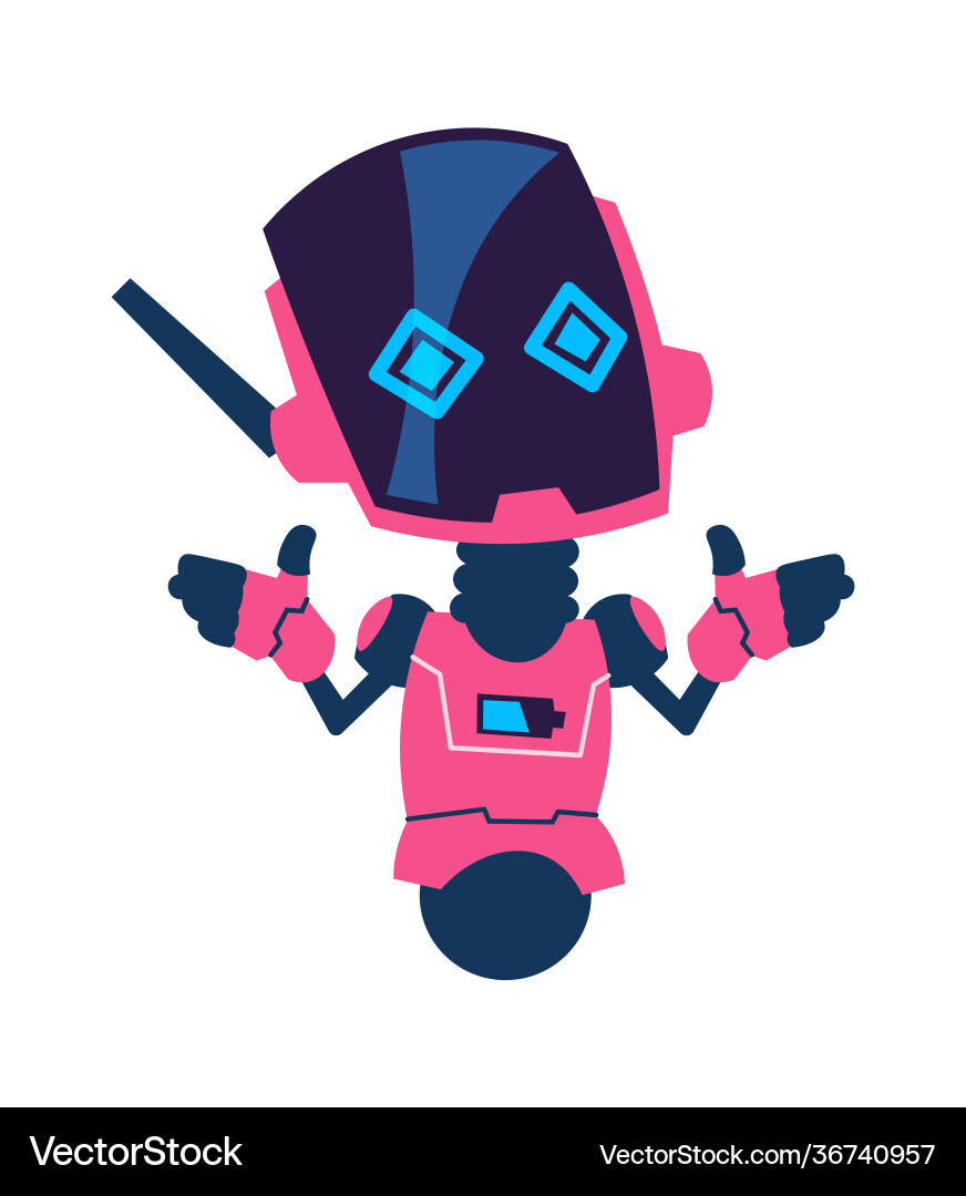 Futuristic robot cartoon cute android character Vector Image