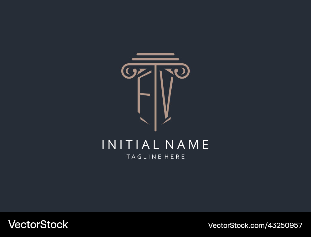 Fv Monogramm Logo mit Säule Form Ikone Luxus Vektorbild
