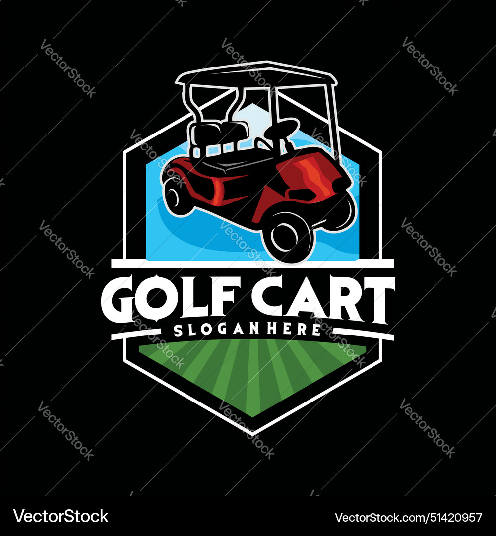 Golf cart logo with emblem style Royalty Free Vector Image