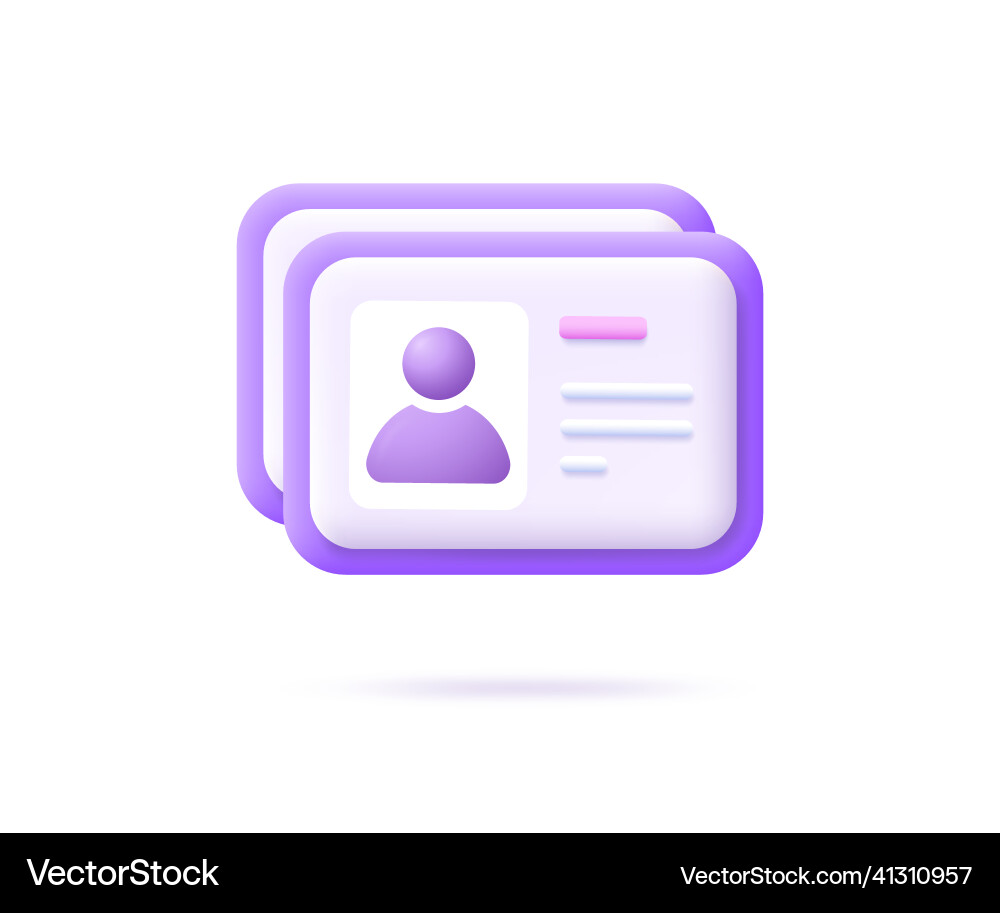 Id card icon 3d isolated Royalty Free Vector Image