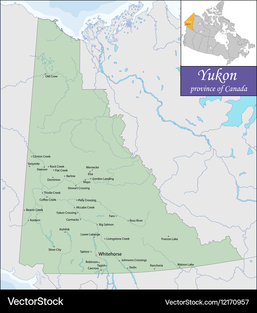 Map of yukon Royalty Free Vector Image - VectorStock