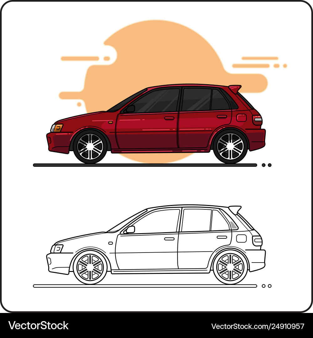 Maroon city cars side view Royalty Free Vector Image