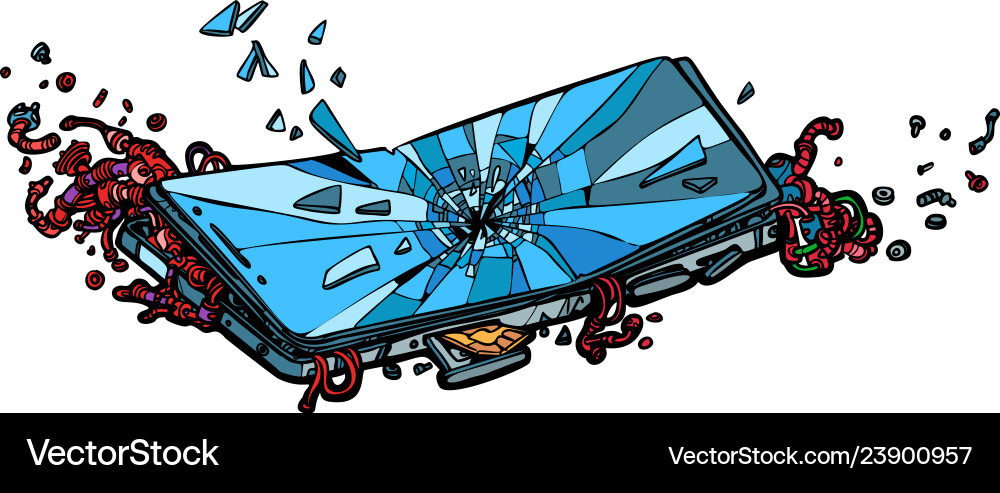 Phone smartphone broken screen isolate on white Vector Image