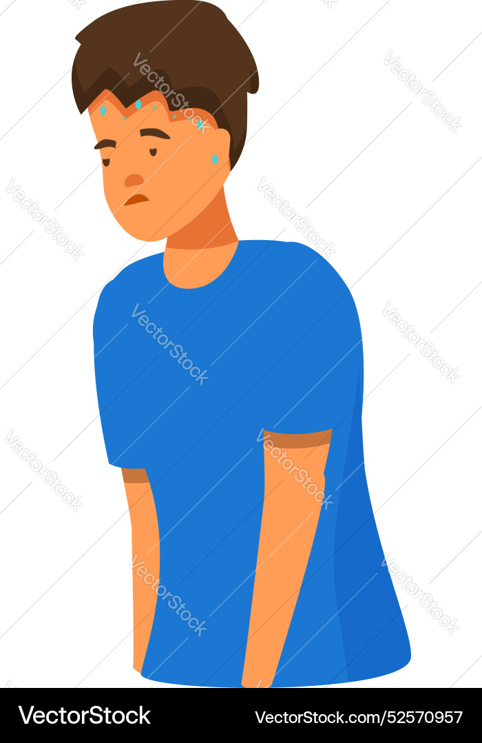 Young man sweating feeling fever symptom Vector Image