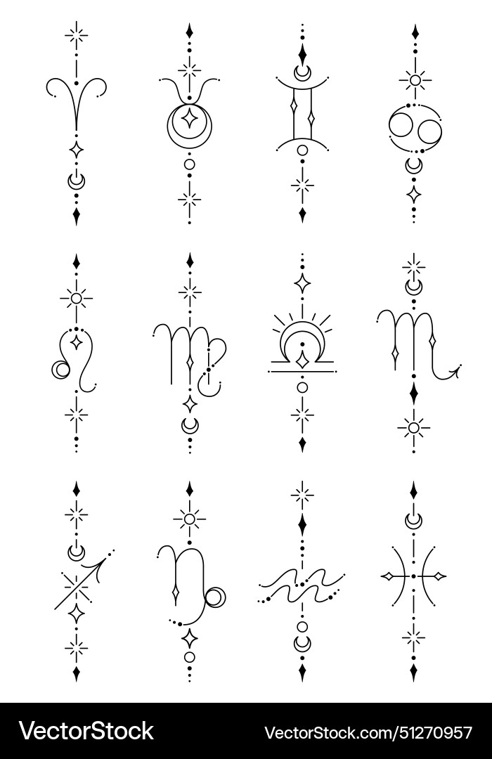 Zodiac Constellation Blackwork Royalty Free Vector Image