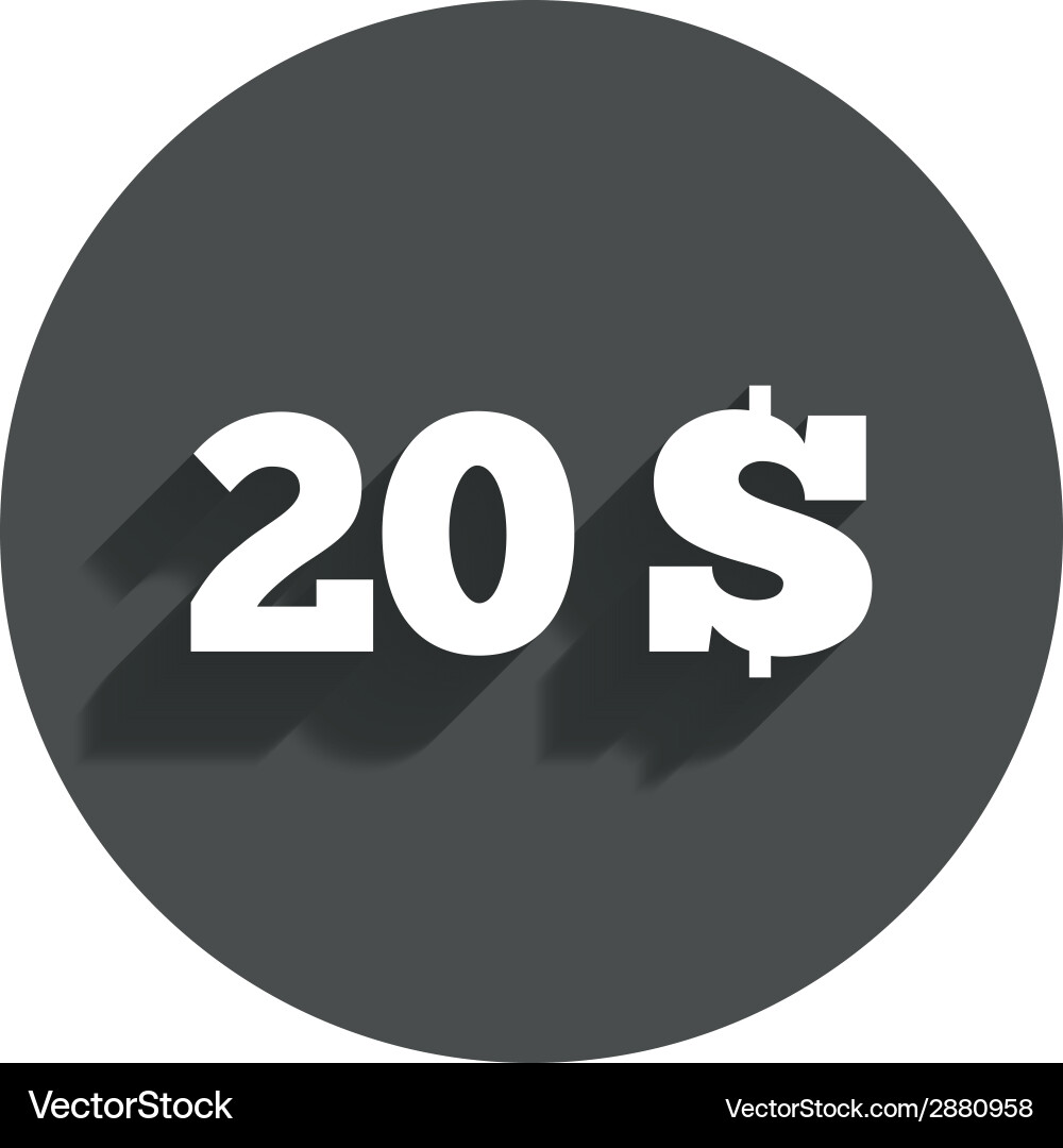 20 dollars sign icon usd currency symbol Vector Image