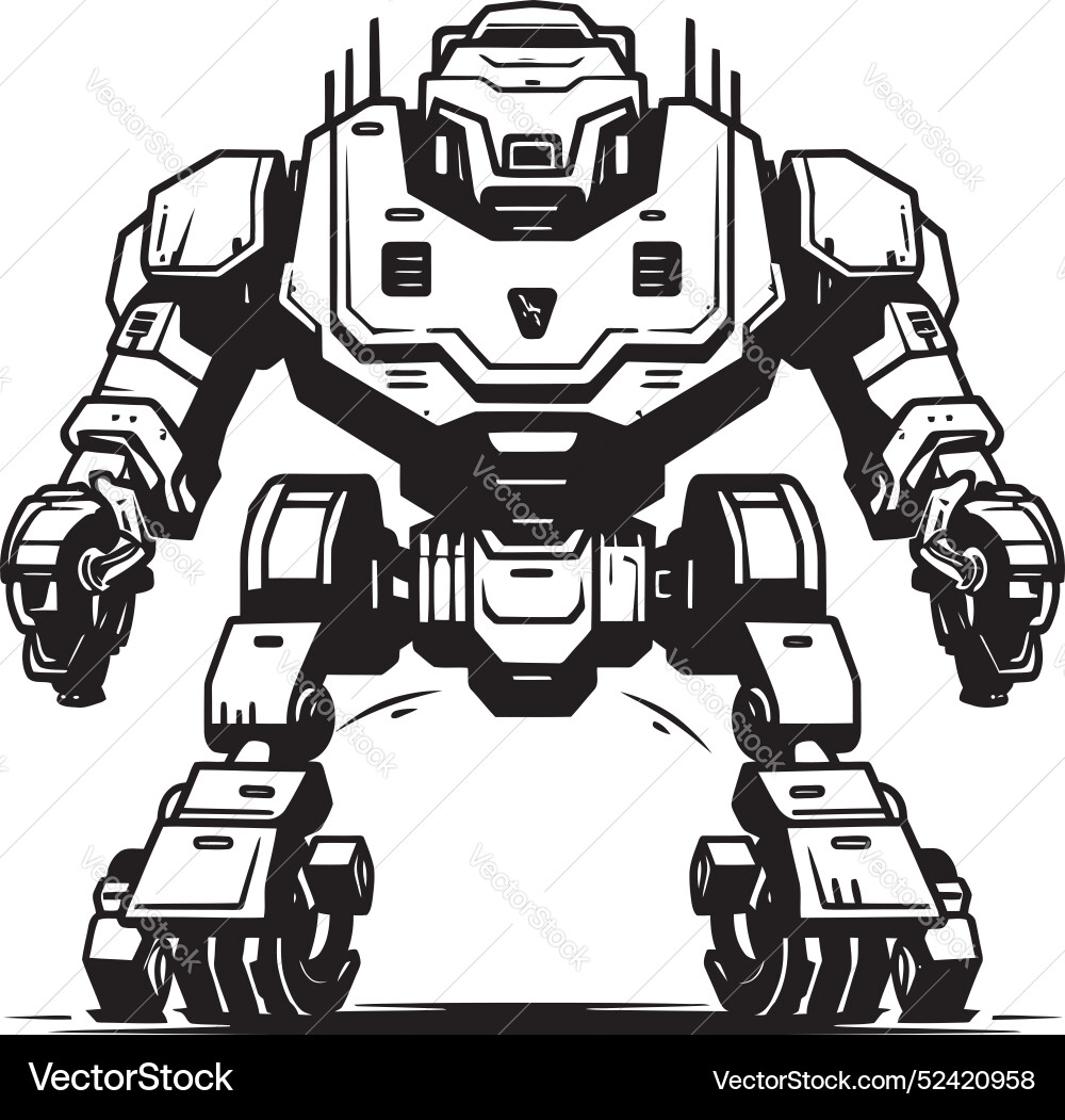 Armored enigma black logo robot tech guardian war Vector Image