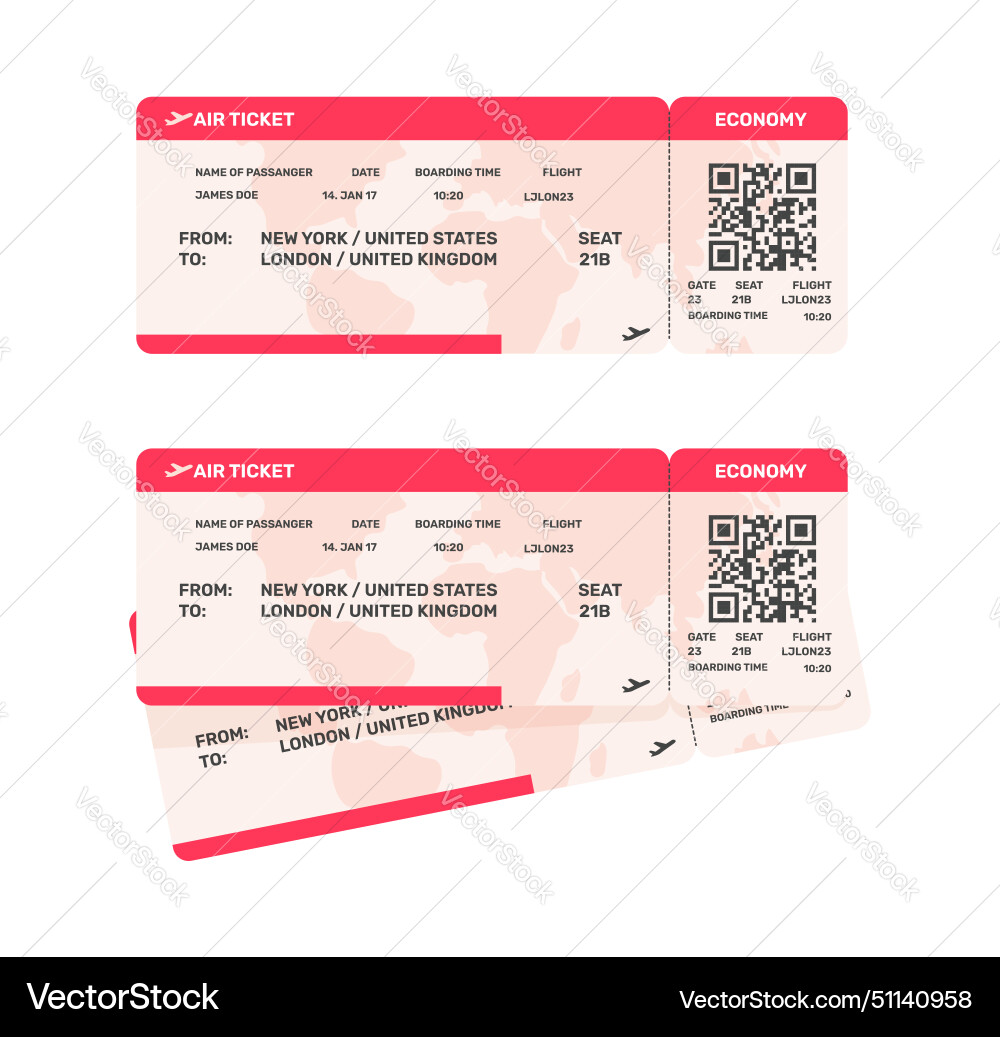 Boarding pass tickets airplane fly Royalty Free Vector Image