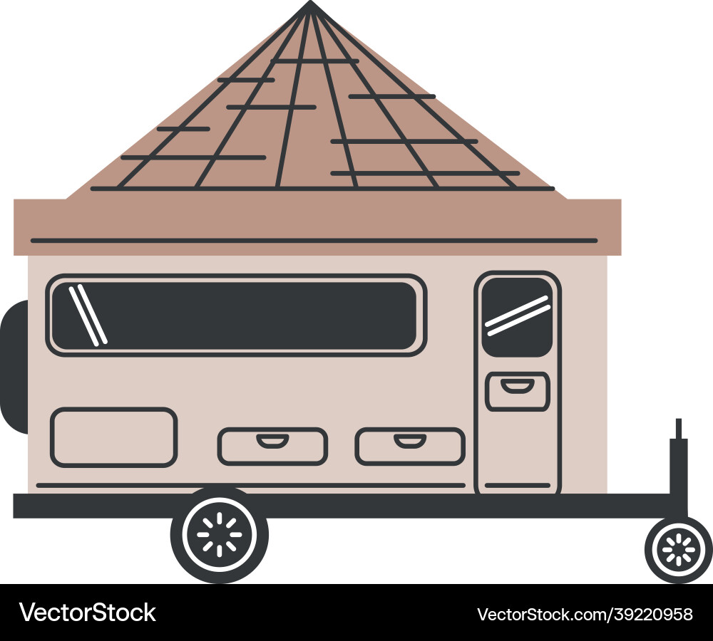 Camper trailer with tent Royalty Free Vector Image