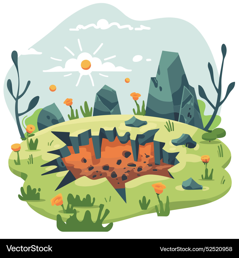 Cartoon ground crack caused Royalty Free Vector Image