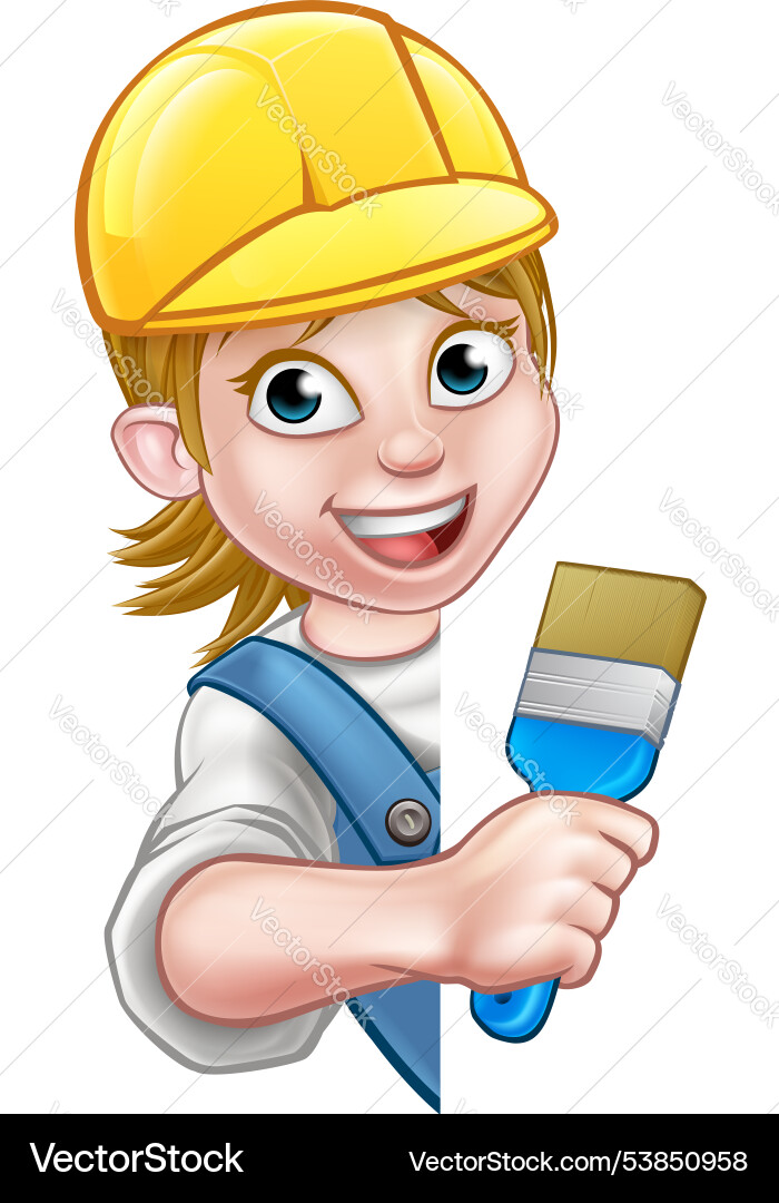 Cartoon painter and decorator woman Royalty Free Vector Cartoon painter and decorator woman Royalty Free Vector