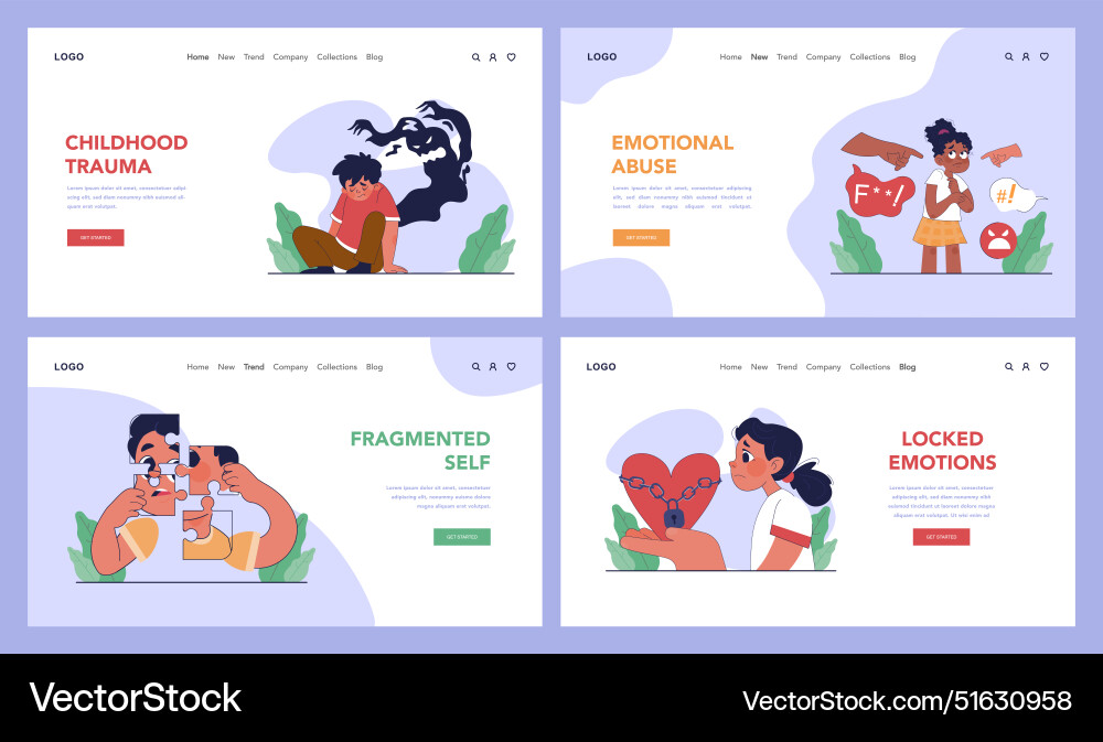 Childhood psychological trauma web banner Vector Image