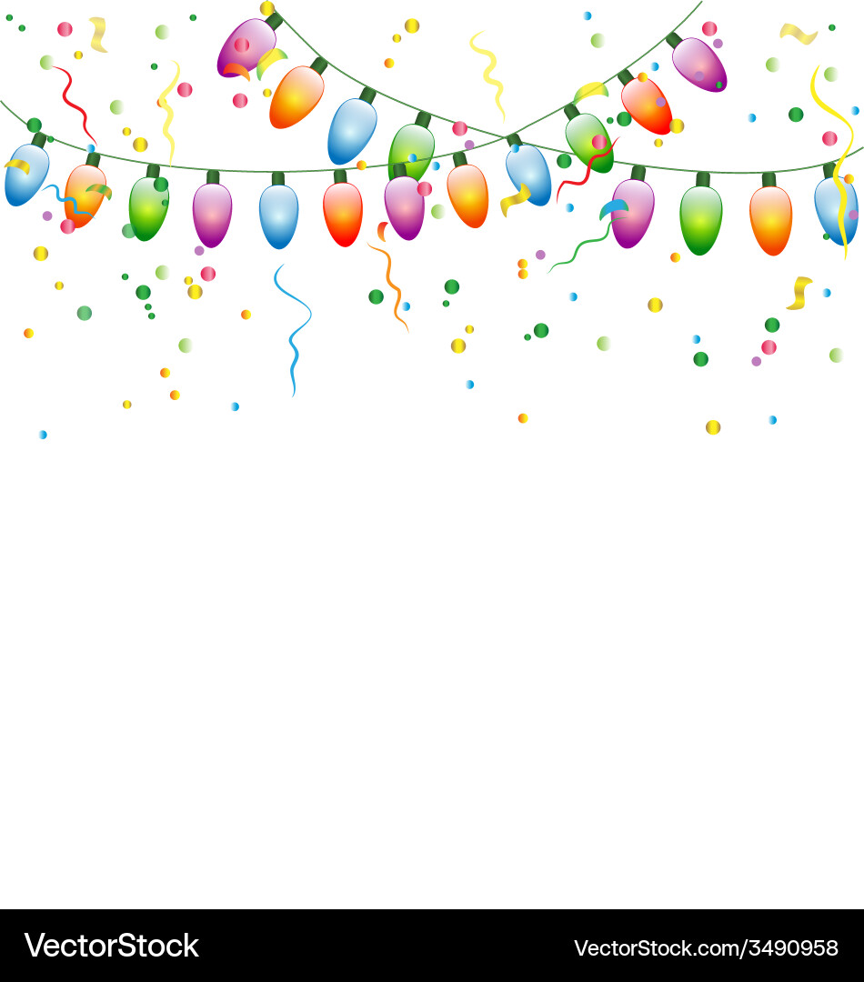Christmas lights with confetti isolated on white Vector Image