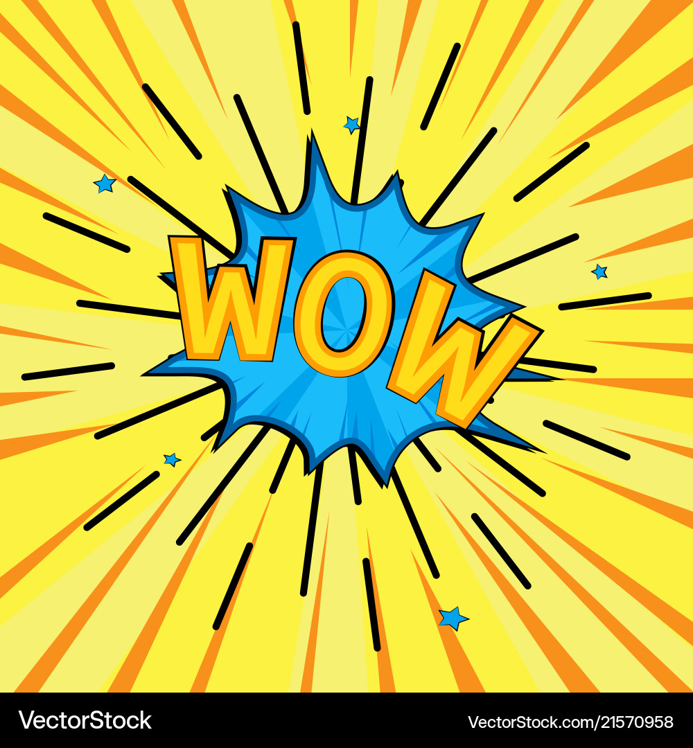 Comic lettering wow Royalty Free Vector Image - VectorStock
