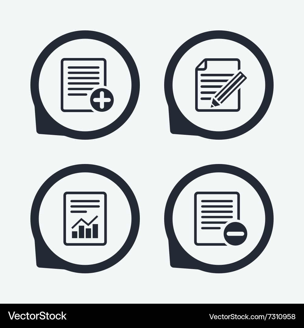 Document icons file with chart graph Royalty Free Vector