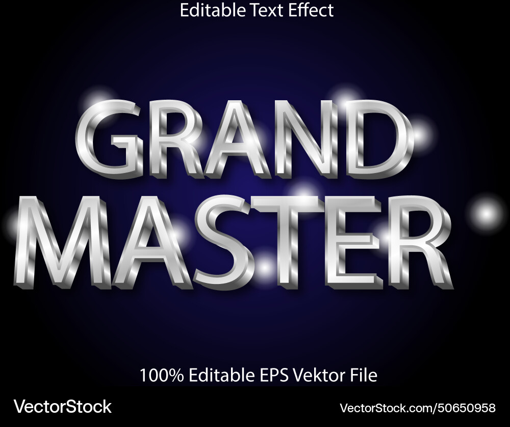 Editable text effect grand master 3d gradient Vector Image