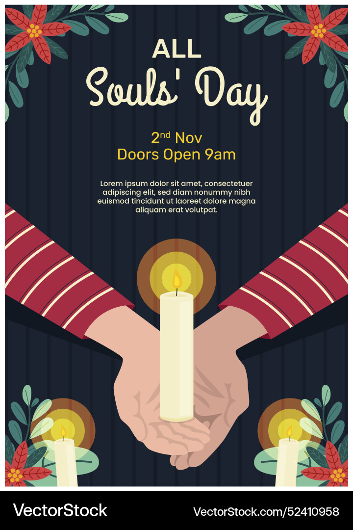 Flat all souls day vertical poster template Vector Image
