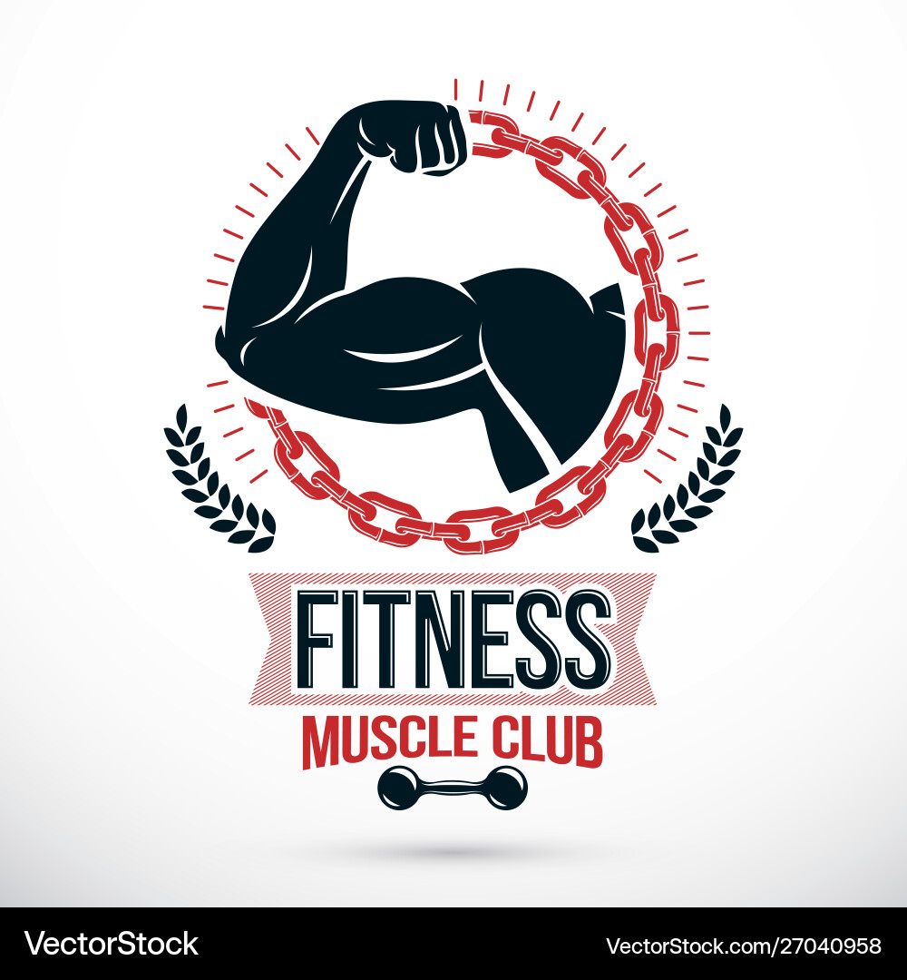 Graphic composition created as strong muscular Vector Image