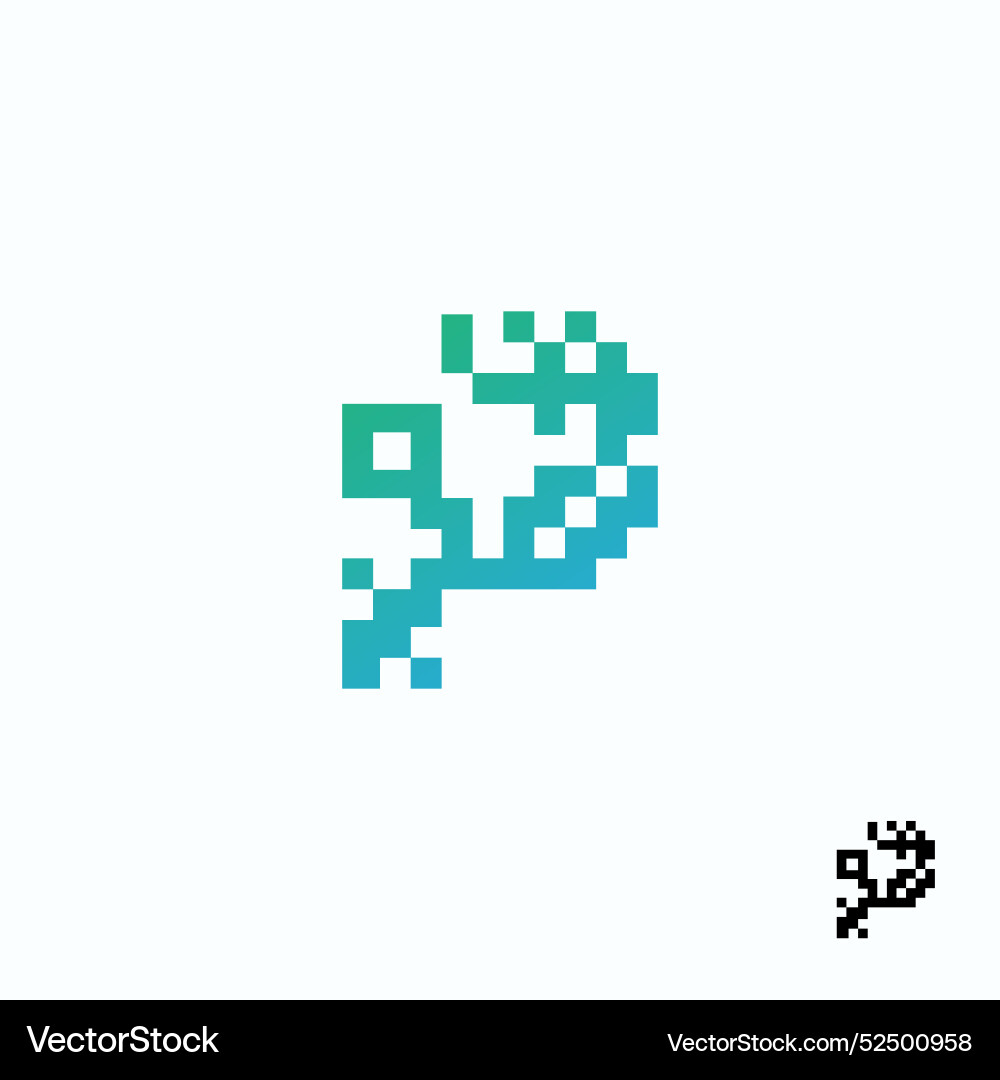 Letter p creative technological modern data pixel Vector Image