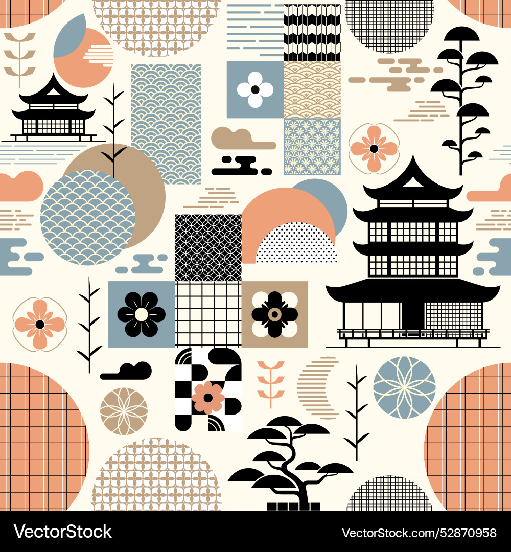 Modern graphic japan style seamless tile pattern Vector Image