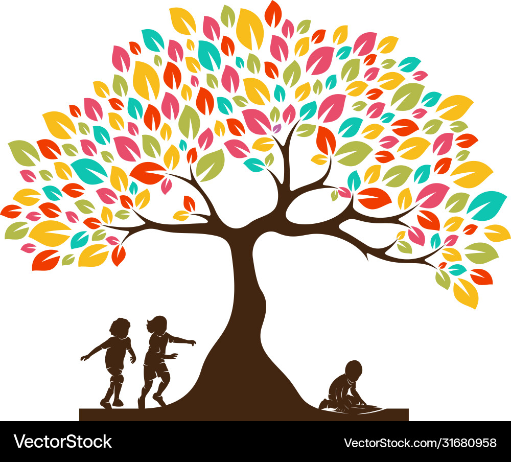 Playful Tree Kids Logo Royalty Free Vector Image