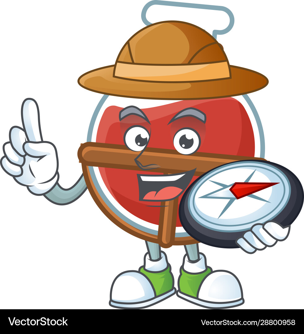 Red potion stylized explorer having a compass Vector Image