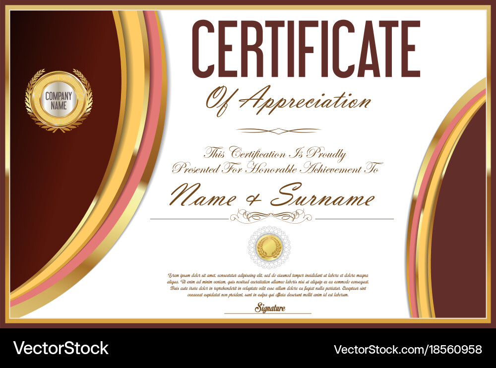 Retro Certificate Template - Award Diploma Vector Image