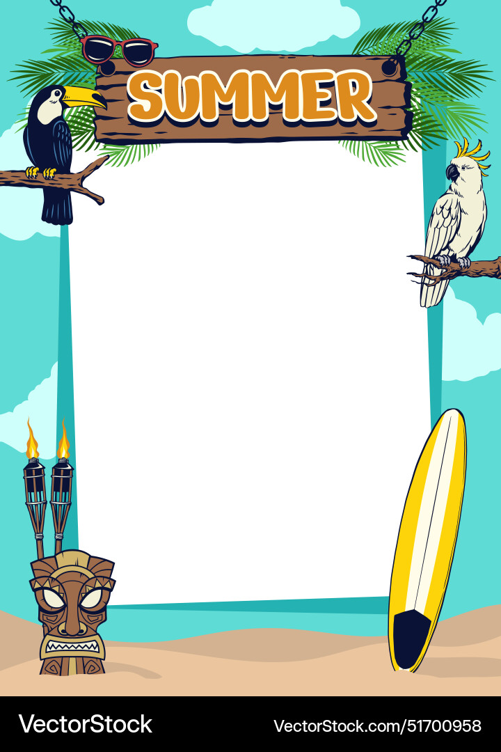 Tropical summer frame design template vacation Vector Image