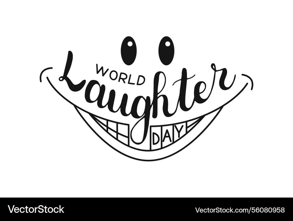 World laughter day hand drawn black lettering Vector Image