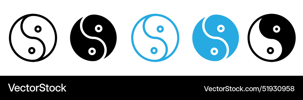 Yin yang icon logo set Royalty Free Vector Image