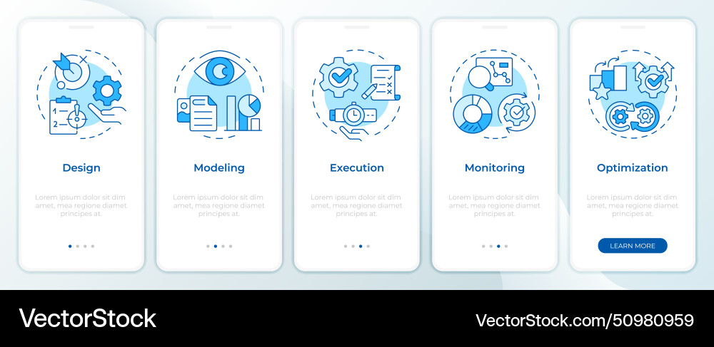 Business organization stages blue onboarding Vector Image