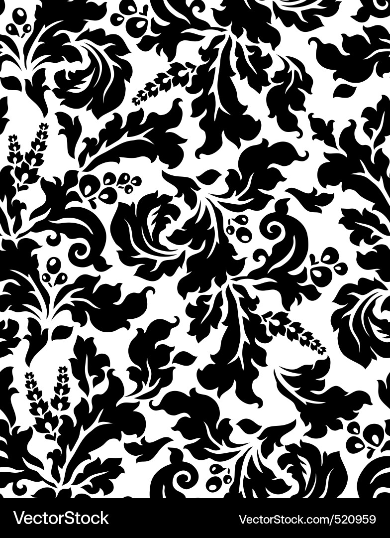 Elegant Black Damask Pattern Royalty Free Vector Image
