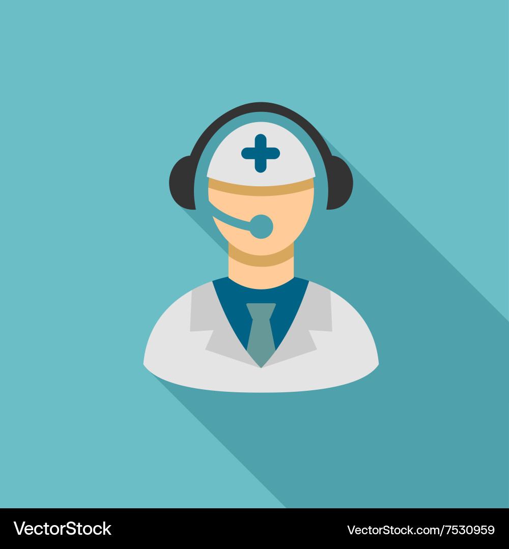 Emergency call center flat long shadow square icon