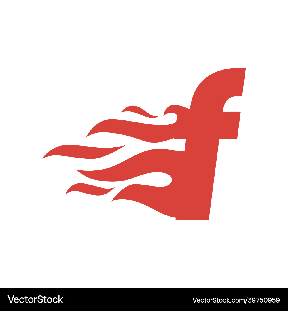 F letter lowercase fire flame hot logo icon Vector Image