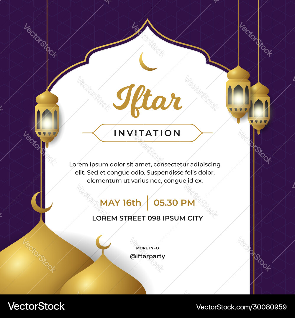 Iftar invitation flyer poster template design Vector Image