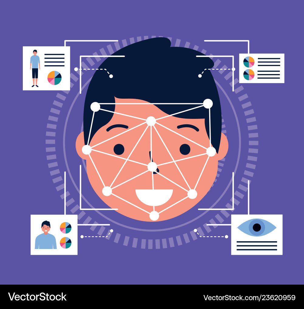 Man face scan biometric digital technology Vector Image Man face scan biometric digital technology Vector Image