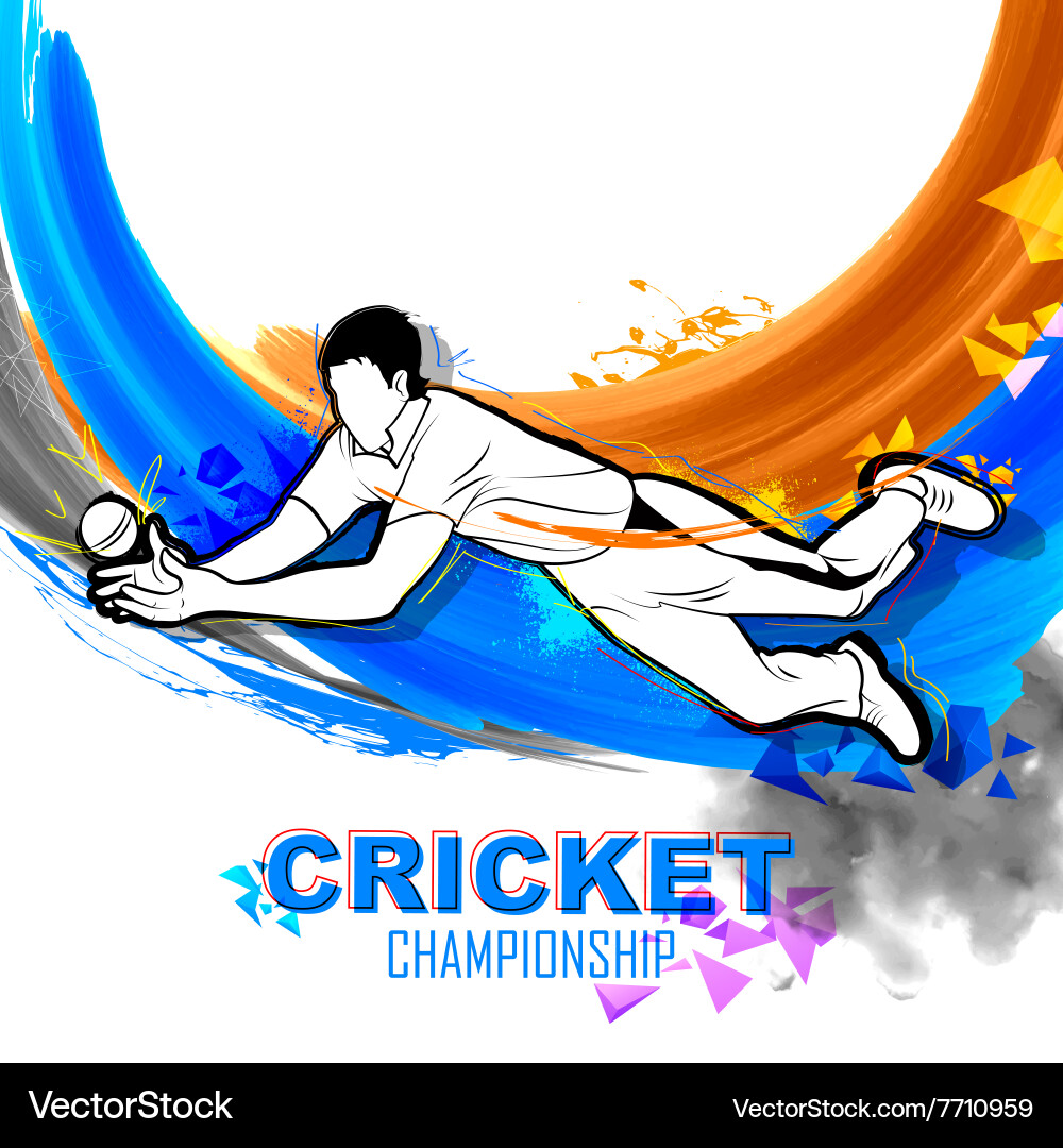 Player fielding in cricket championship Royalty Free Vector