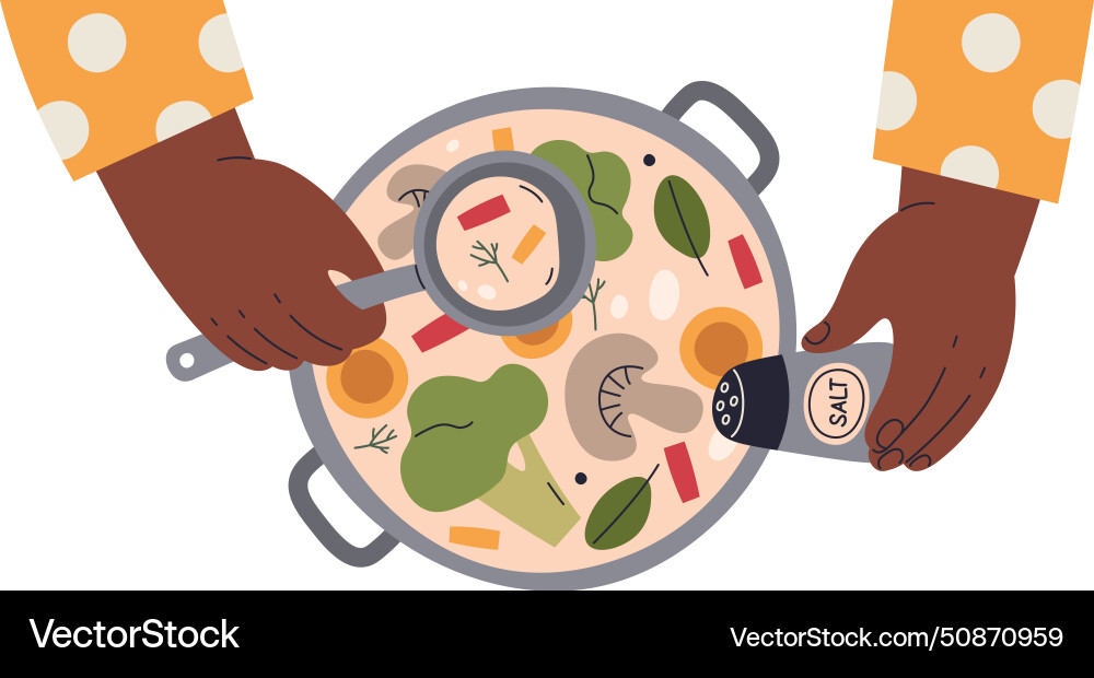 Soup cooking process Royalty Free Vector Image