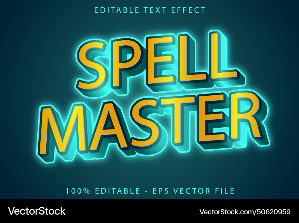 Spell master editable text effect cartoon style Vector Image