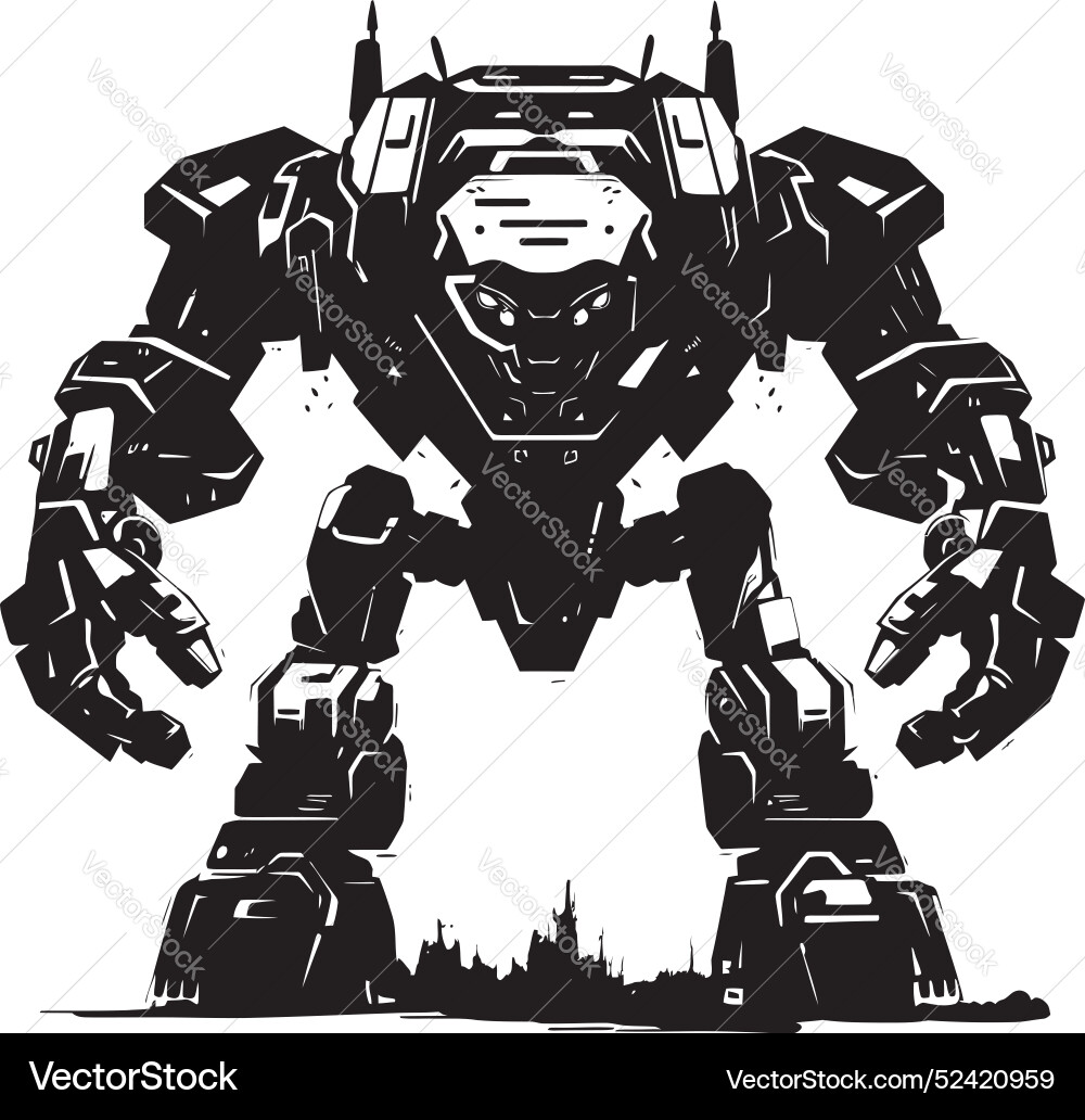 Tech guardian war icon emblem futuristic titan Vector Image