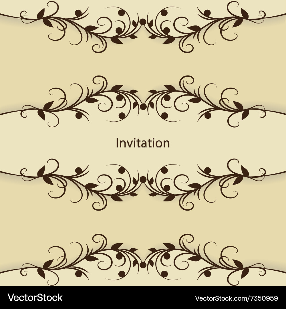 Vintage invitation card with pattern on brown Vector Image