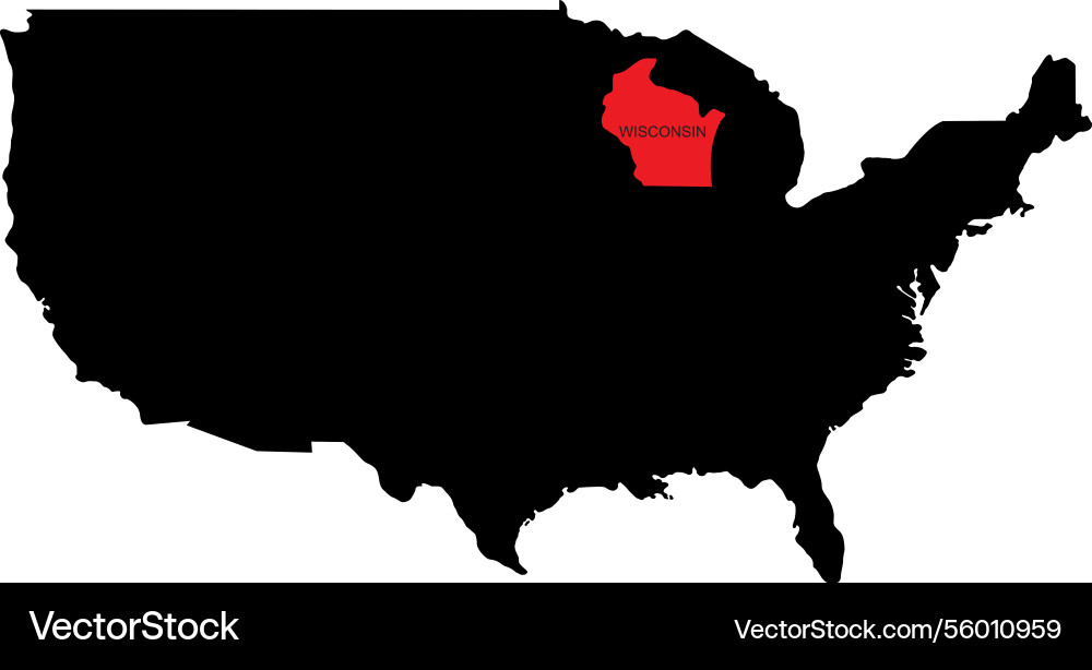 Wisconsin pin map location Royalty Free Vector Image