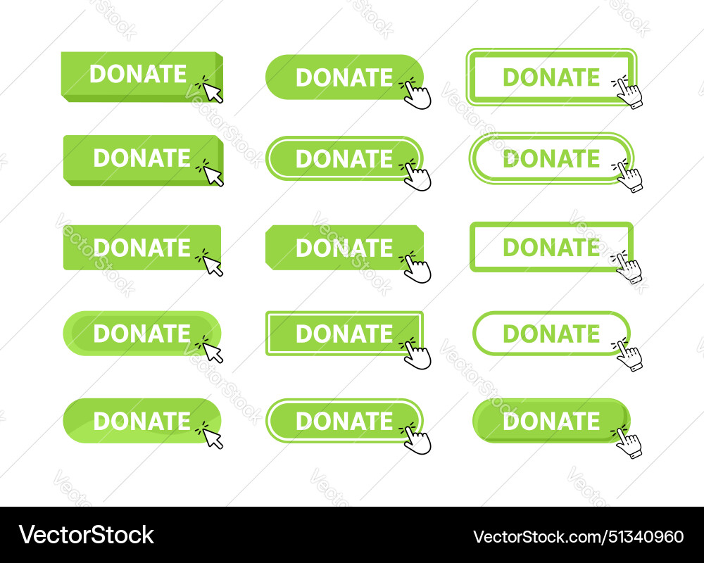 Donate button with pointer clicking web Royalty Free Vector