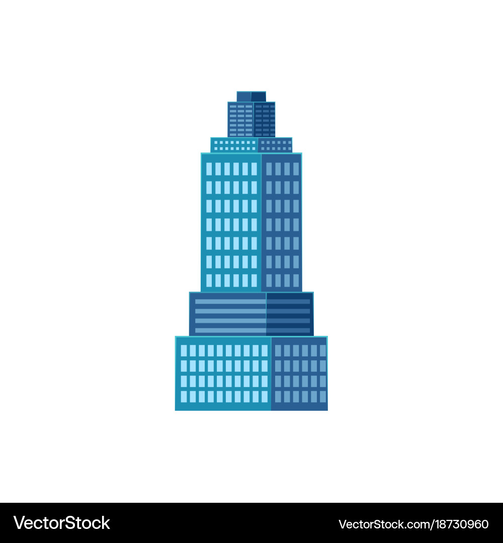 Flat cartoon office building center Royalty Free Vector