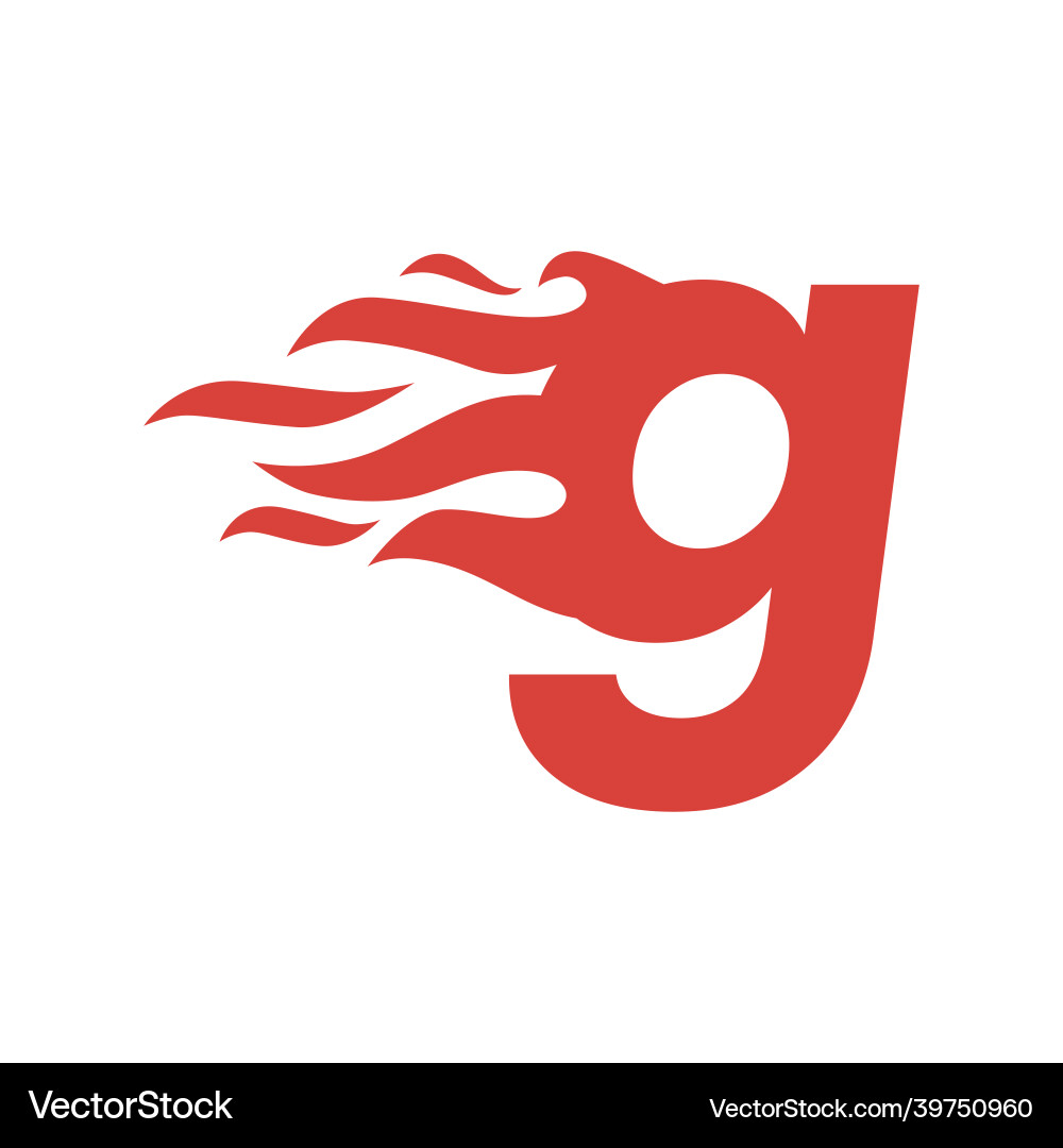 G letter lowercase fire flame hot logo icon Vector Image