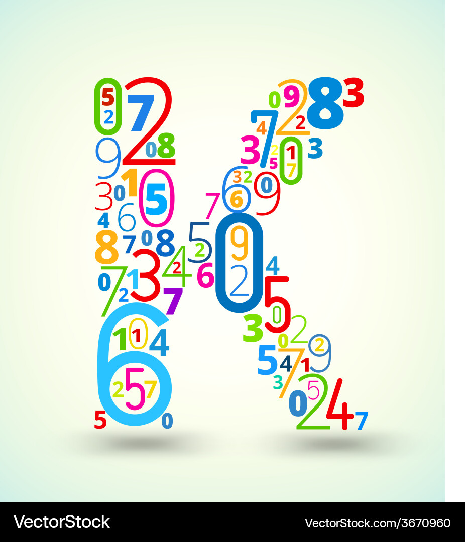 Letter k colored font from numbers Royalty Free Vector Image